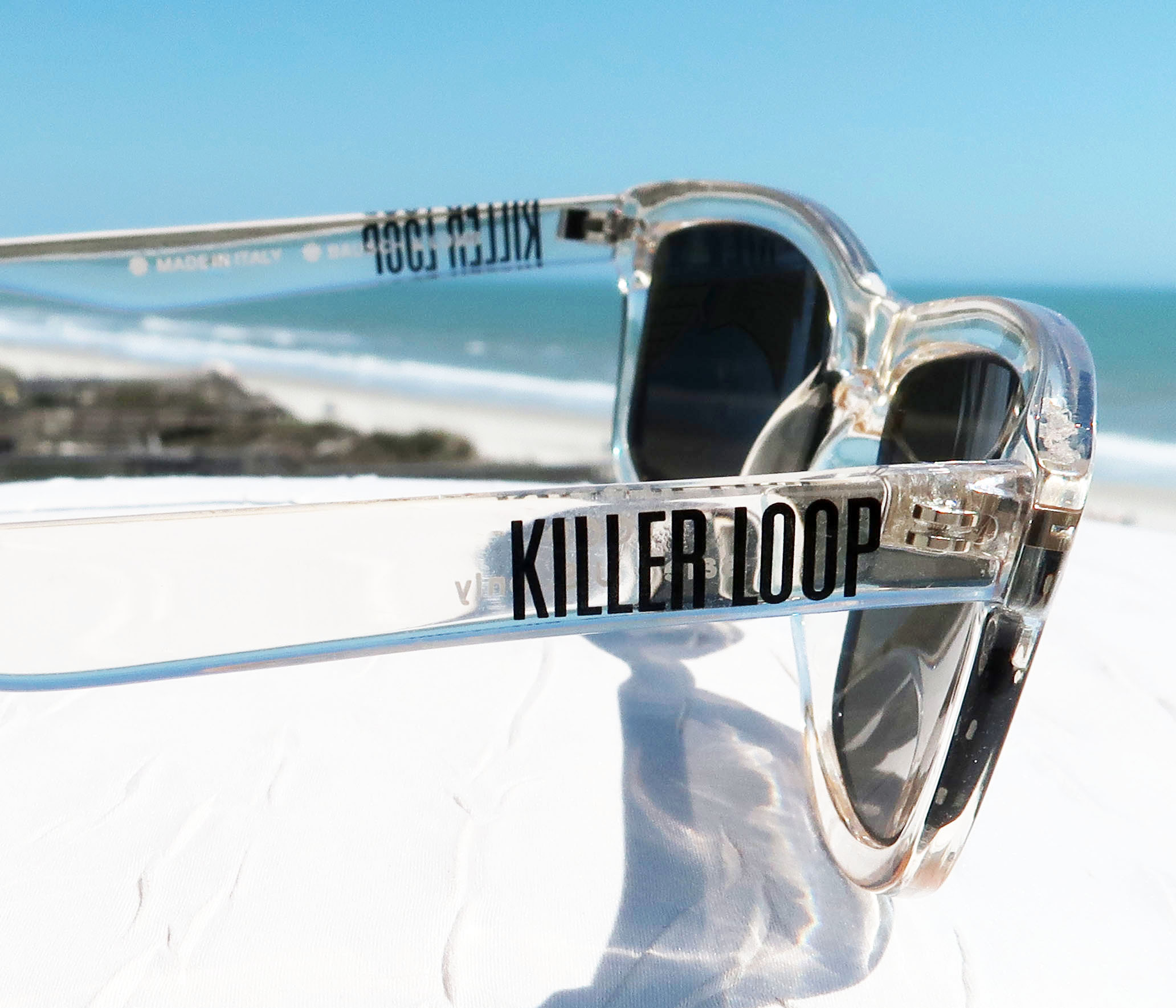 Killer Loop W1421 Clear Crystal Blue Mirror Sunglasses