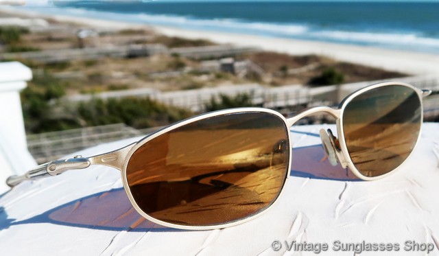 Oakley OO A Wire Platinum Gold Iridium Sunglasses