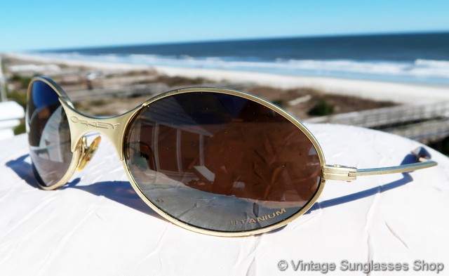 Oakley T Wire Gold Black Iridium Titanium Sunglasses