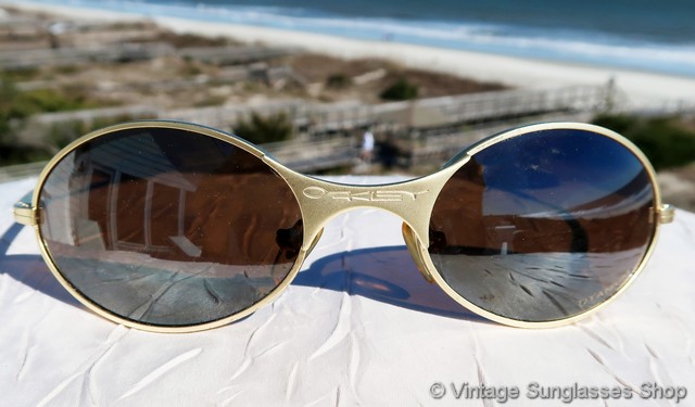 Oakley T Wire Gold Black Iridium Titanium Sunglasses