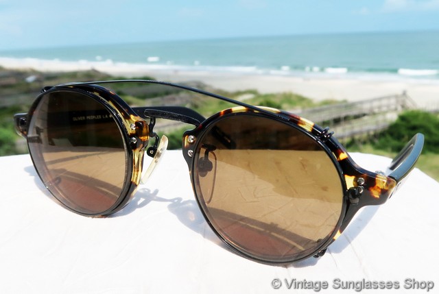 Oliver Peoples 1955 DTBK Yellow Tortoise Clip On Sunglasses