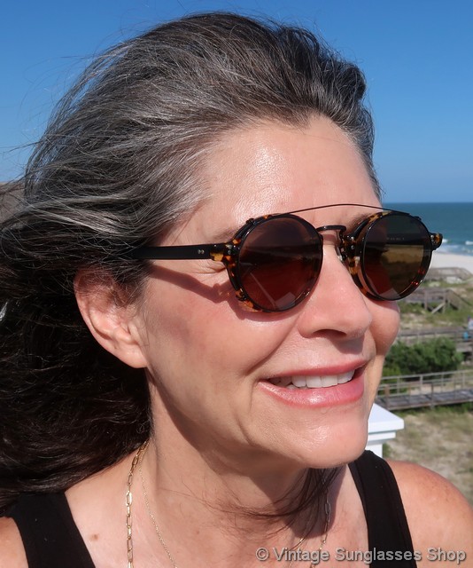 Oliver Peoples 1955 DTBK Yellow Tortoise Clip On Sunglasses