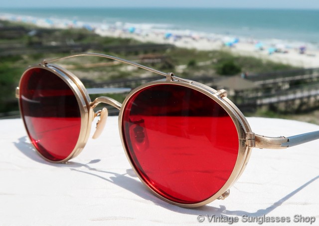 Oliver Peoples OP-520 Sunglasses and OP-519 Red Lens Clip Ons