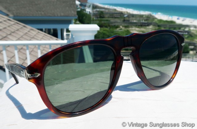 Persol 649 24 Tortoise Green Lens Sunglasses