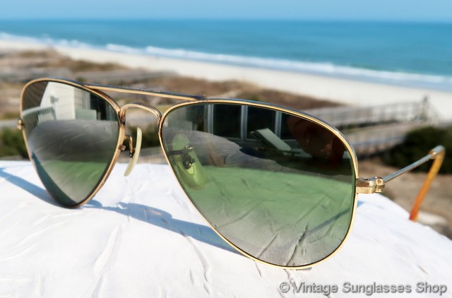 Ray-Ban 12k Gold Filled Double Gradient Mirror Aviator Sunglasses