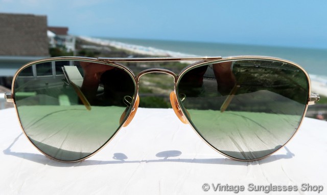 Ray-Ban 12k Gold Filled Double Gradient Mirror Aviator Sunglasses