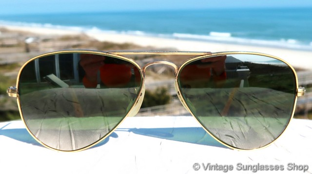 Ray-Ban 12k Gold Filled Double Gradient Mirror Aviator Sunglasses