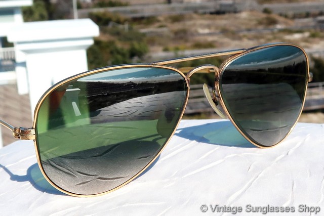 Ray-Ban 12k Gold Filled Double Gradient Mirror Aviator Sunglasses