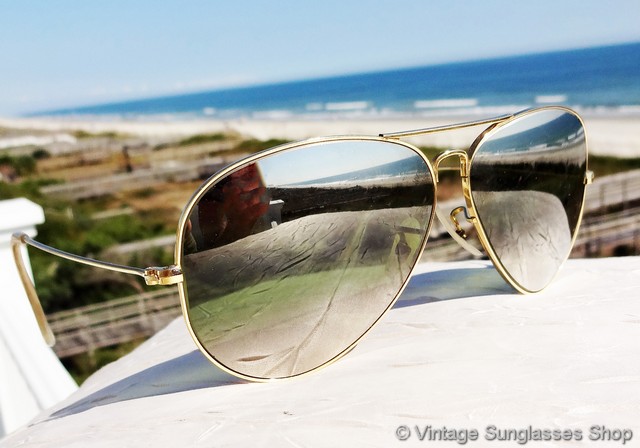 Ray-Ban 12k GF Double Gradient Mirror Aviator Sunglasses