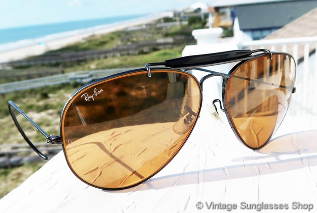 Ray-Ban Black Chrome Ambermatic Outdoorsman Shooter Sunglasses
