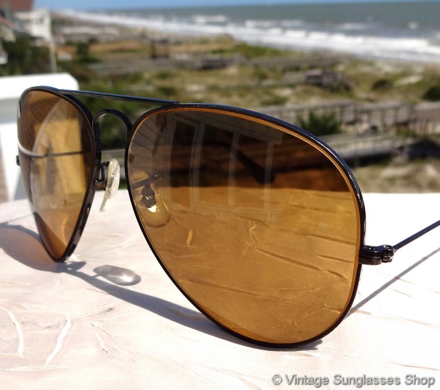 Ray-Ban Black Chrome Ambermatic Aviator Sunglasses