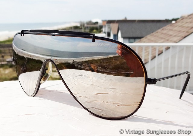 Ray-Ban Wings Black Chrome G-31 Mirrored Sunglasses and Shooters