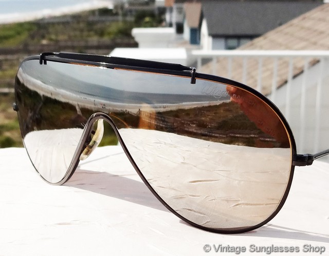 Ray-Ban Wings Black Chrome G-31 Mirrored Sunglasses and Shooters