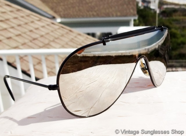Ray-Ban Wings Black Chrome G-31 Mirrored Sunglasses and Shooters