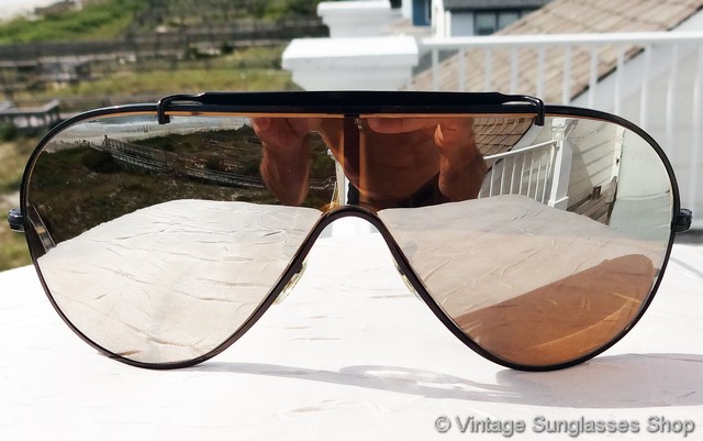 Ray-Ban Wings Black Chrome G-31 Mirrored Sunglasses and Shooters