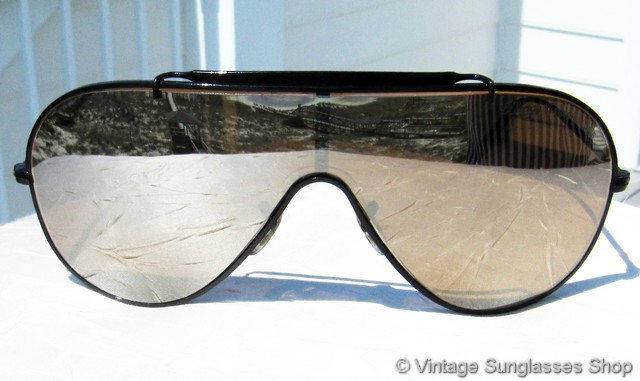 Ray-Ban Wings Black Chrome G-31 Mirrored Sunglasses and Shooters