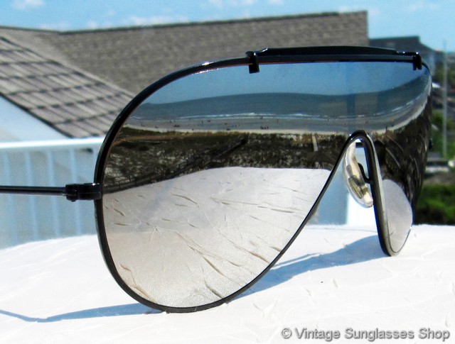 Ray-Ban Wings Black Chrome G-31 Mirrored Sunglasses and Shooters