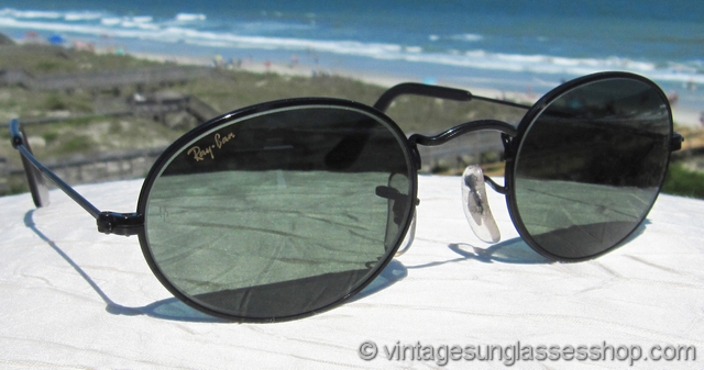 Ray-Ban Classic Collection Black Chrome Oval Sunglasses