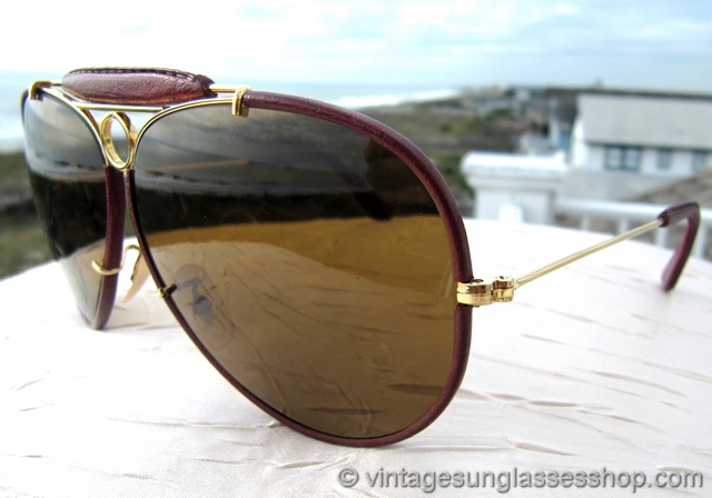 Ray-Ban Burgundy Leathers B-15 Bullet Hole Sunglasses