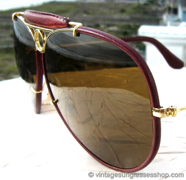 Ray-Ban Burgundy Leathers B-15 Bullet Hole Sunglasses