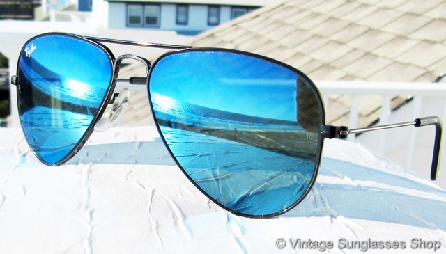 Ray-Ban W2486 52mm Black Chrome Blue Mirror Aviator Sunglasses