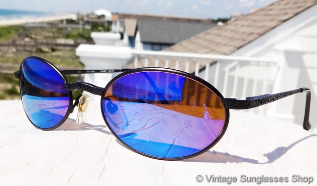 Revo 1111 001 Black Python Blue Mirror Sunglasses