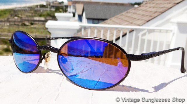 Revo 1111 001 Black Python Blue Mirror Sunglasses