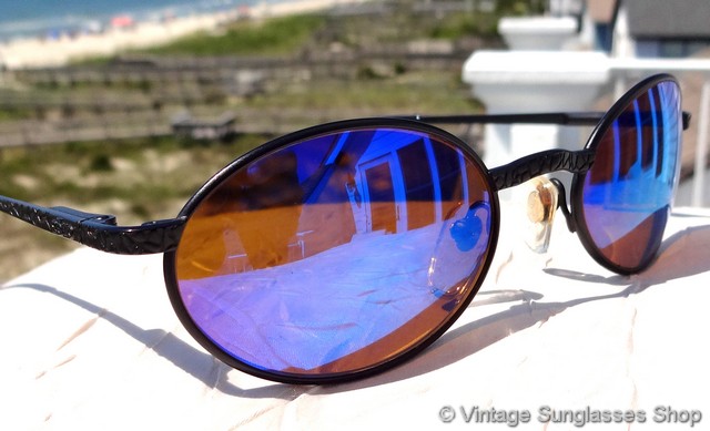 Revo 1111 001 Black Python Blue Mirror Sunglasses