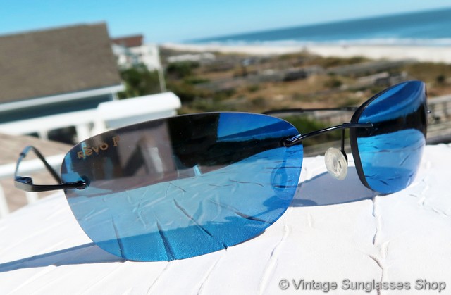 Revo 3038 001 9Y Blue Mirror Rimless Sunglasses
