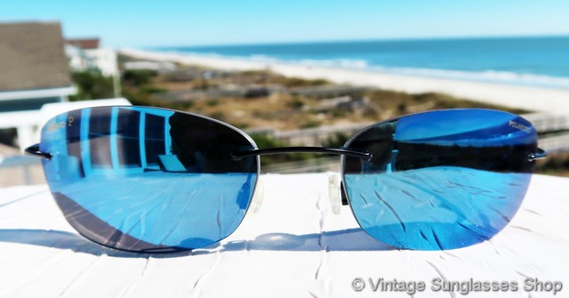 Revo 3038 001 9Y Blue Mirror Rimless Sunglasses