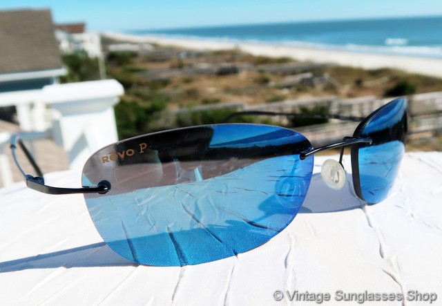 Revo 3038 001 9Y Blue Mirror Rimless Sunglasses