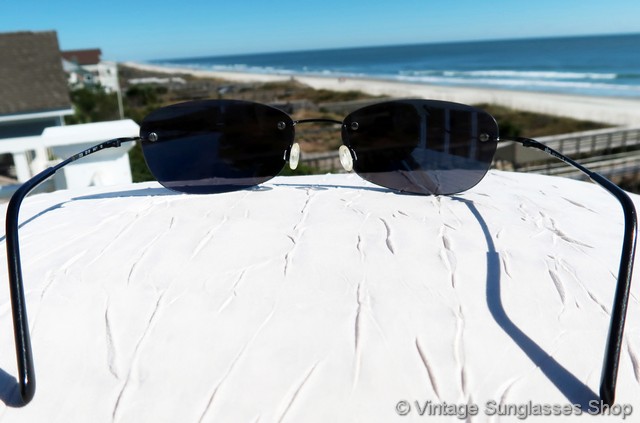 Revo 3038 001 9Y Blue Mirror Rimless Sunglasses