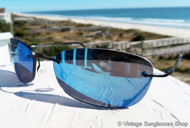 Revo 3038 001 9Y Blue Mirror Rimless Sunglasses