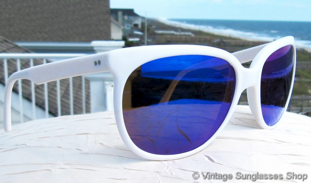 Revo 850 White Grand Classic Blue Mirror Sunglasses