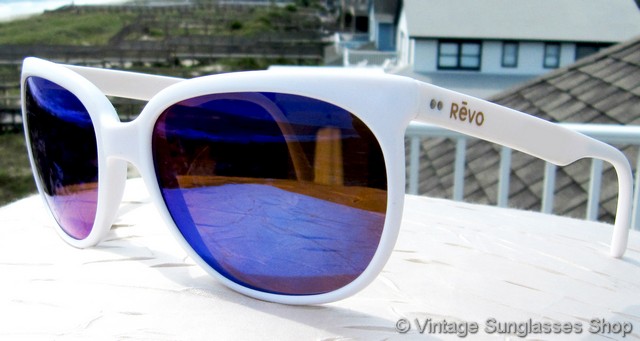 Revo 850 White Grand Classic Blue Mirror Sunglasses