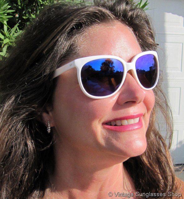 Revo 850 White Grand Classic Blue Mirror Sunglasses