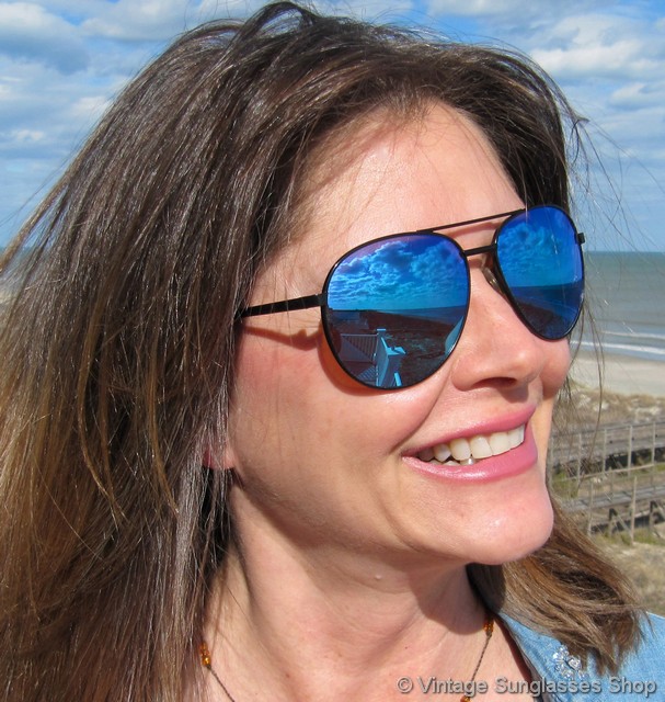 Revo 950 Pilot Black Aviator Blue Mirror Sunglasses