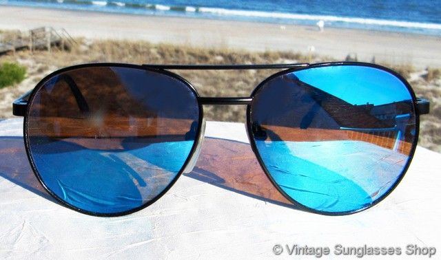 Revo 950 Pilot Black Aviator Blue Mirror Sunglasses