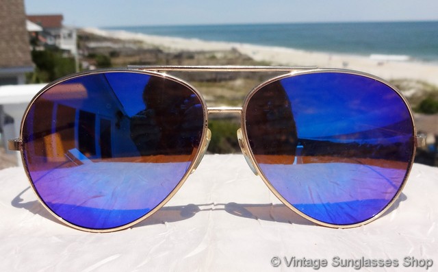 Revo 950 Gold Pilot Blue Mirror Sunglasses