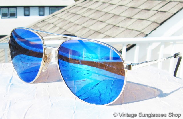 Revo 950 Silver Pilot Blue Mirror Sunglasses